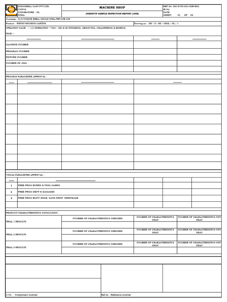 1) - Jsir For Piston Housing Casting (29325182 - 05) | PDF ...