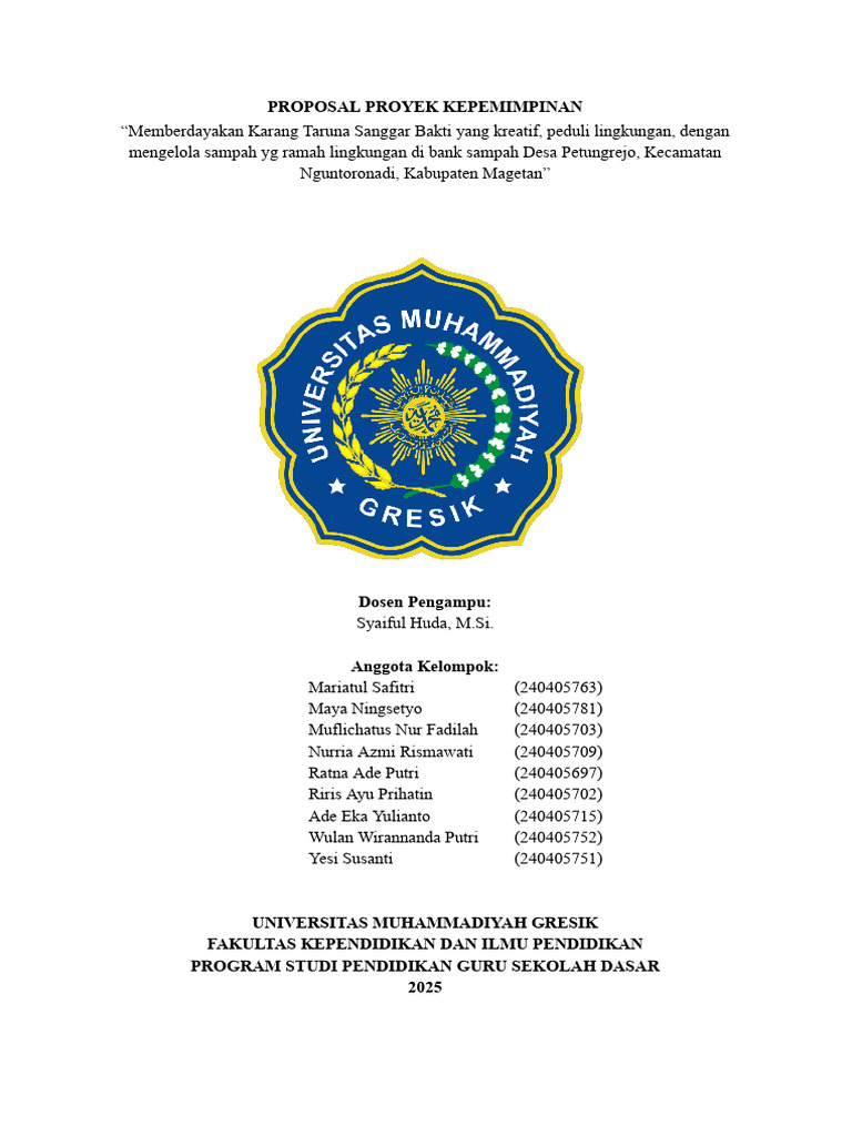 UTS_Proposal Proyek Kepemimpinan_Kel 3.docx | PDF