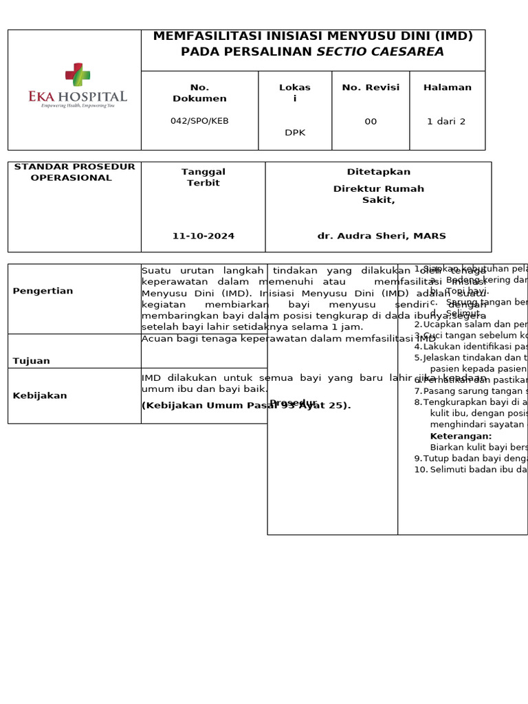 IMD pada Persalinan Sectio Caesarea | PDF