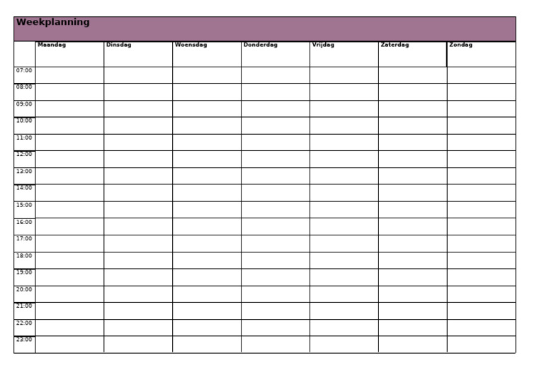 Weekplanning Sjabloon | PDF