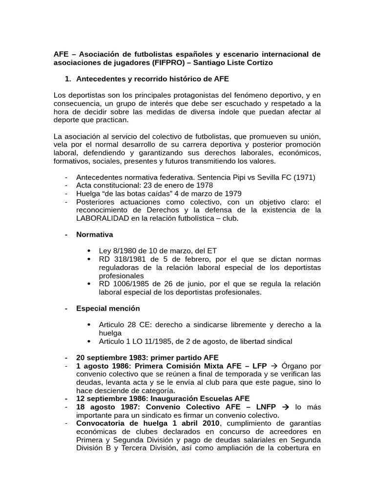 AFE | PDF | Sindicato | Asociación de Futbol