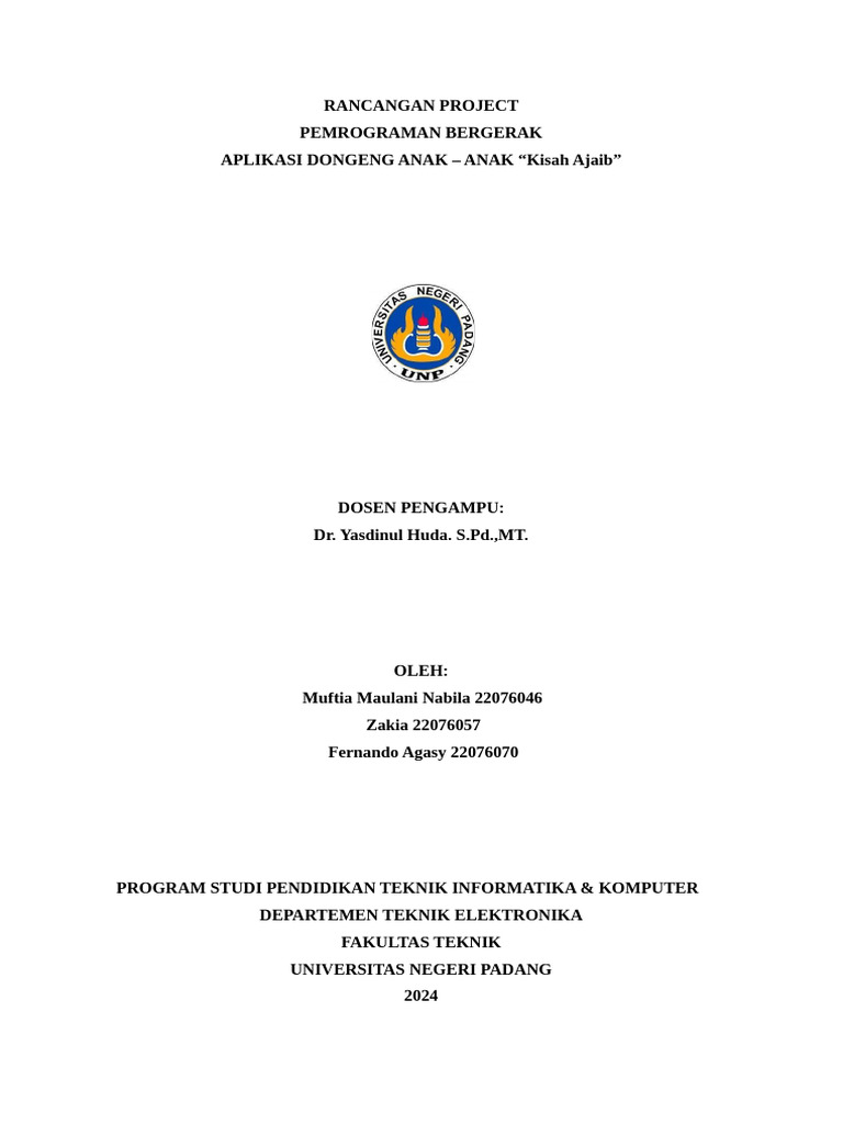 Rancangan Project Kelompok Pemrograman Bergerak | PDF