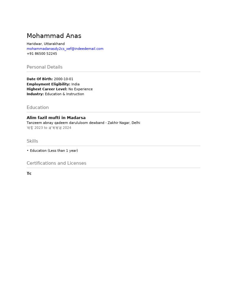 Resume Mohammad an As | PDF