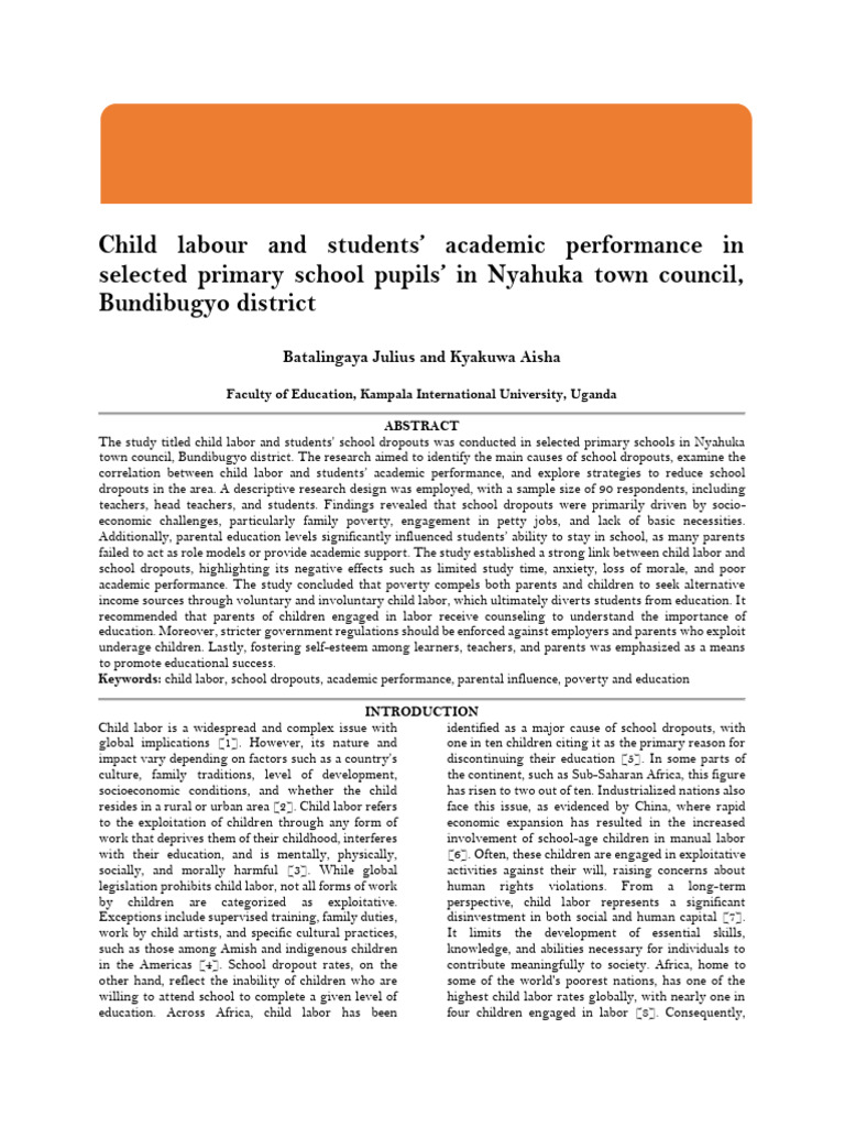 Child Labor's Impact on School Dropouts | PDF | Sampling (Statistics ...