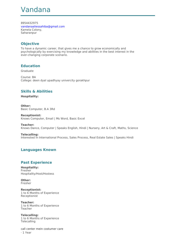 Vandana: Objective | PDF