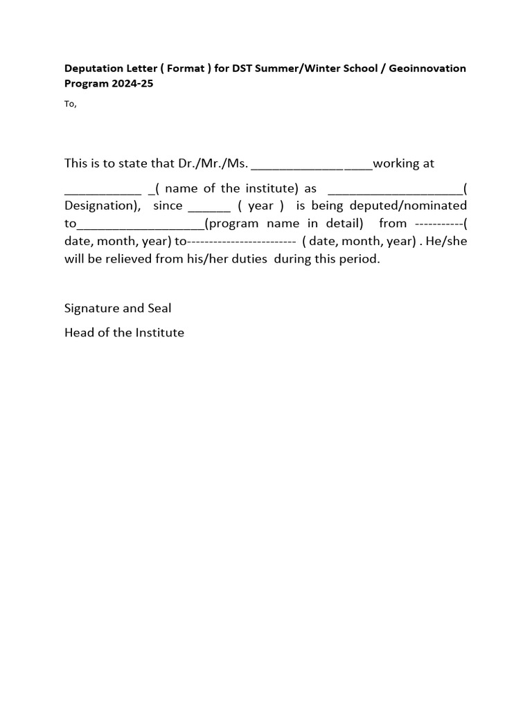 Deputation Letter Format | PDF