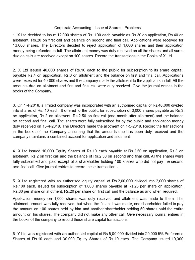Unit-I Homework-BASIC LEVEL | PDF | Equity (Finance) | Share (Finance)