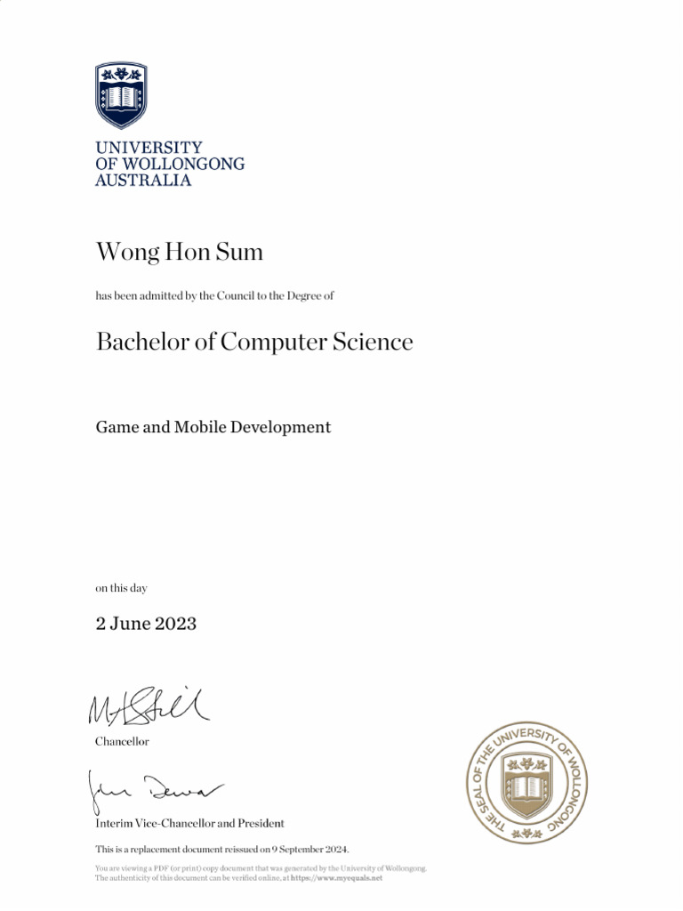 UOW Cert | PDF