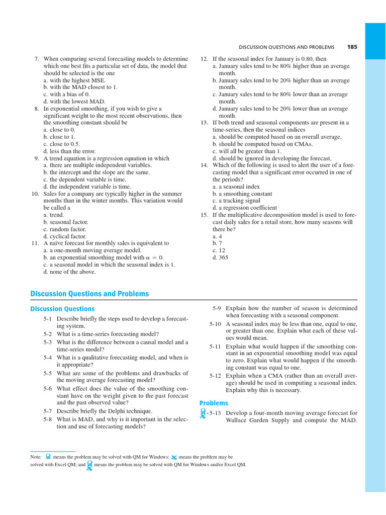 Problems Chap 5 Forecasting | PDF | Forecasting | Moving Average