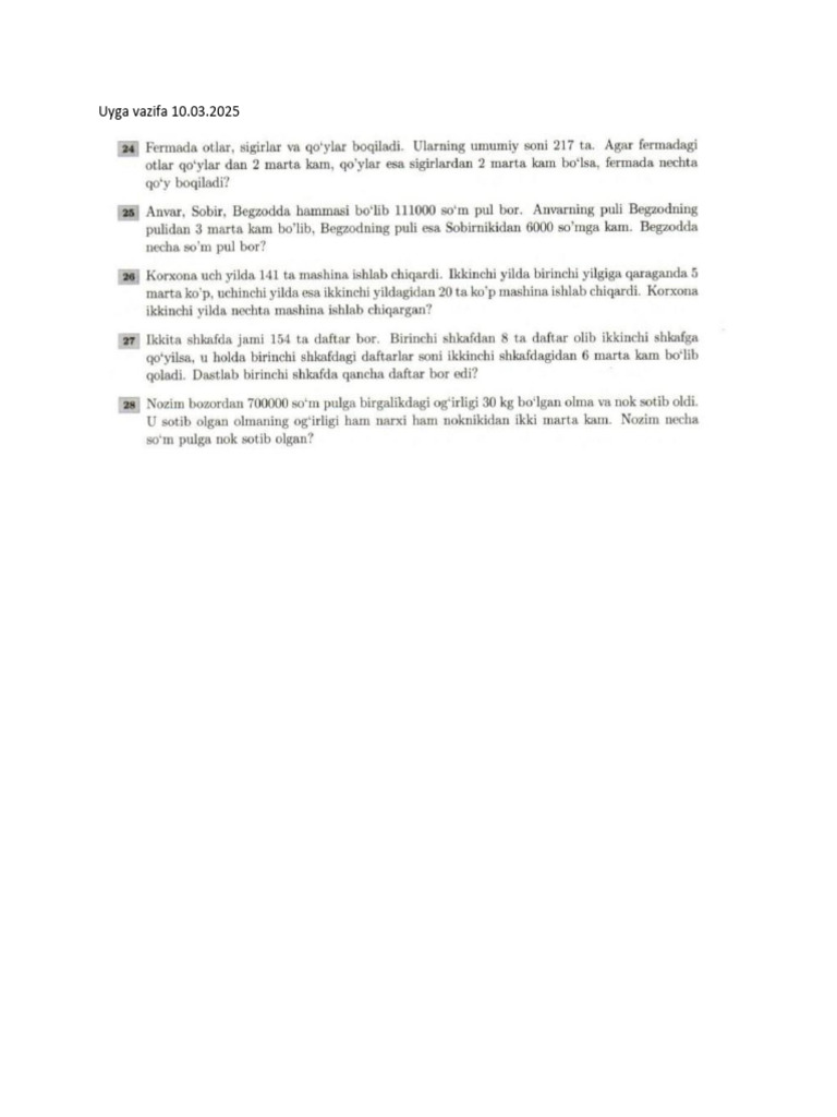 Uyga Vazifa 10.03.2025 | PDF
