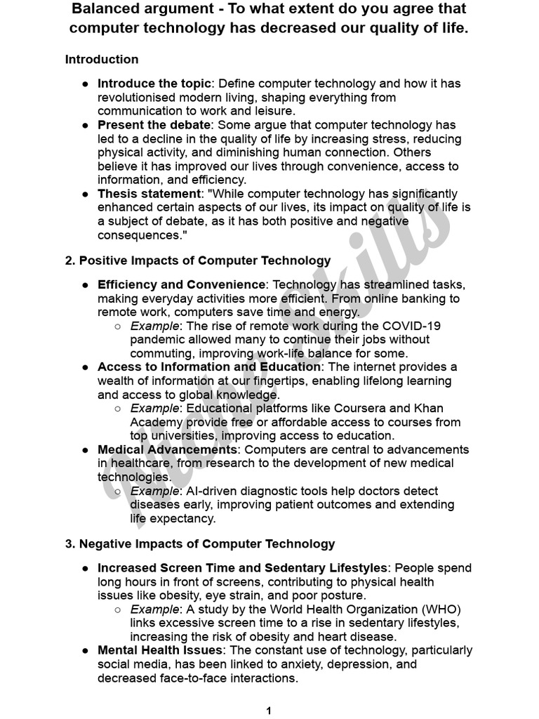 Impact of Computer Technology on Life Quality | PDF | Quality Of Life ...