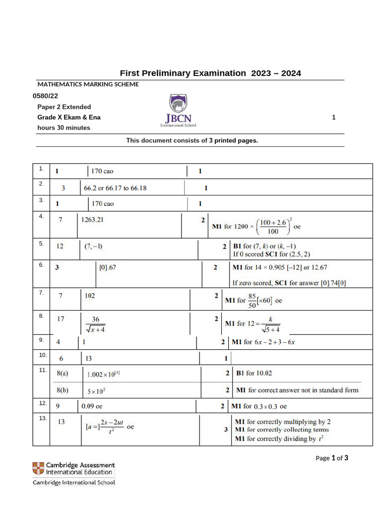 IG_G10_Math_0580_22_Prelim 1_(2023-24)_MS (1) | PDF
