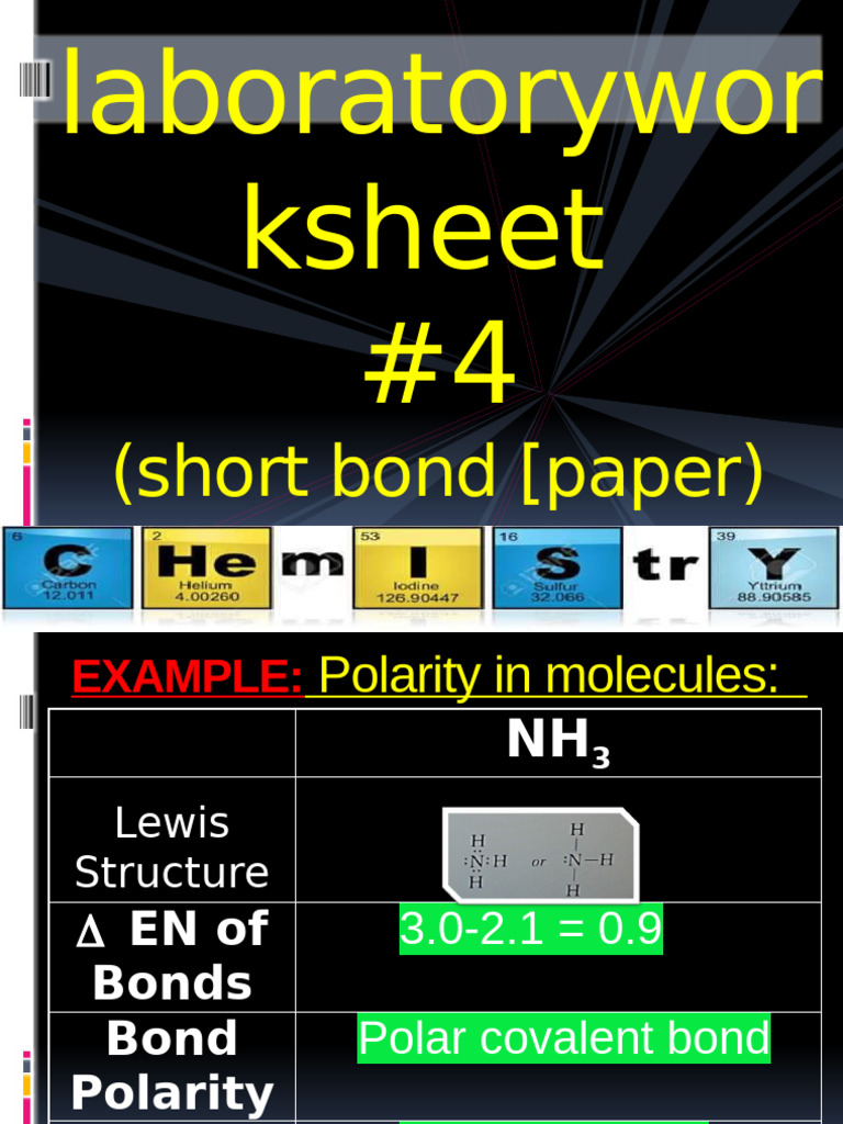 GENERAL CHEMISTRY 1 - LABORATORY WORKSHEET 4 Geometry and Polarity | PDF