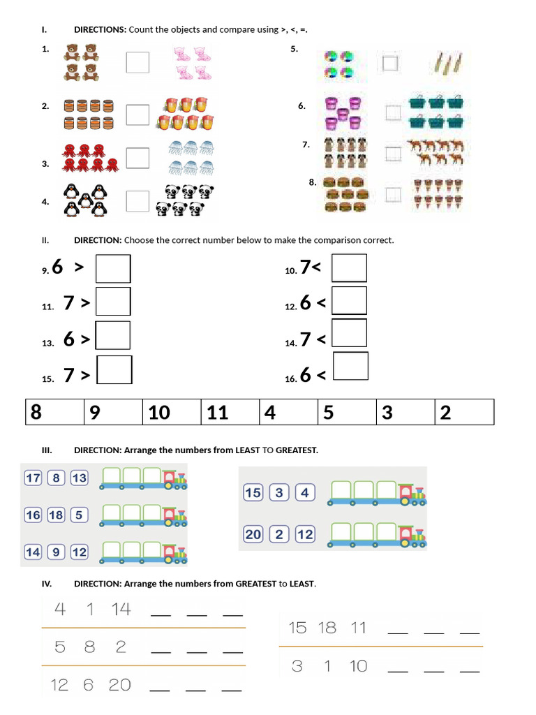 Kindergarten Number Arrangement Activities | PDF