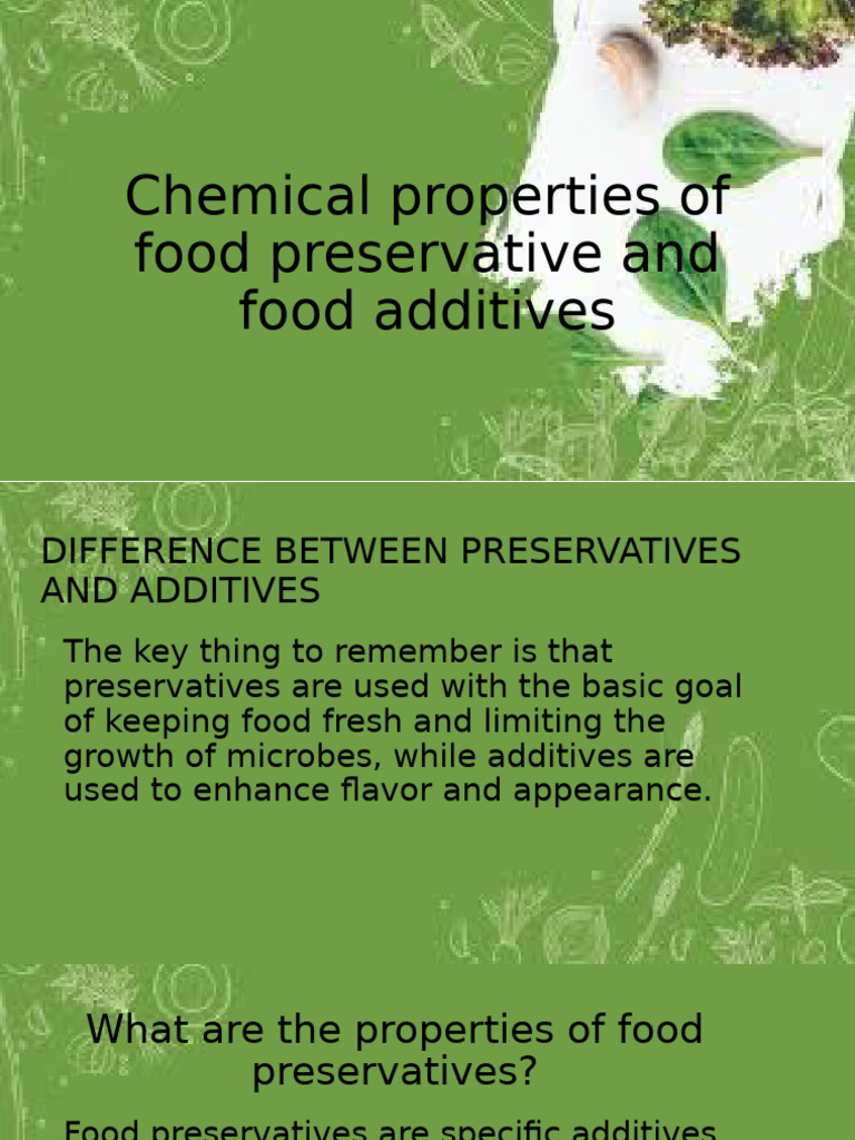 Chemical Properties of Food Preservatives | PDF | Foods | Food Preservation