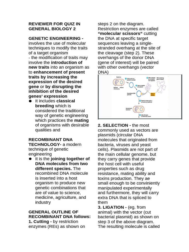 Reviewer For Short Quiz in General Biology 2. (January 10, 2025) Docx ...