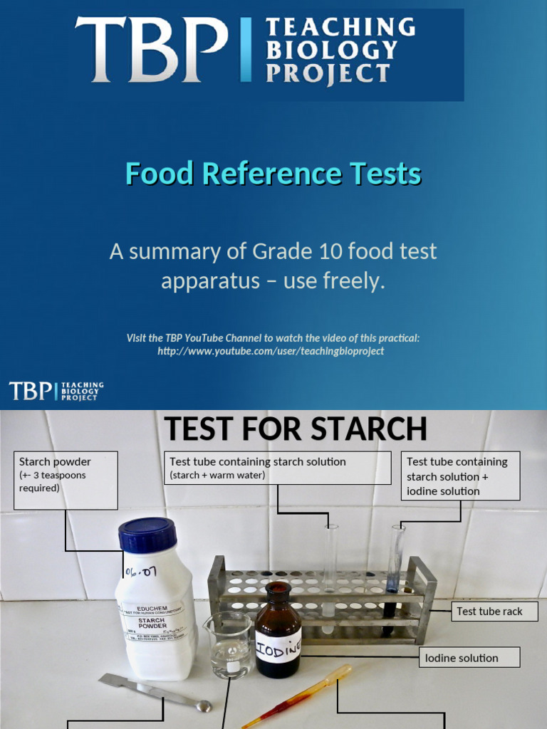 Food Tests Practicals | PDF