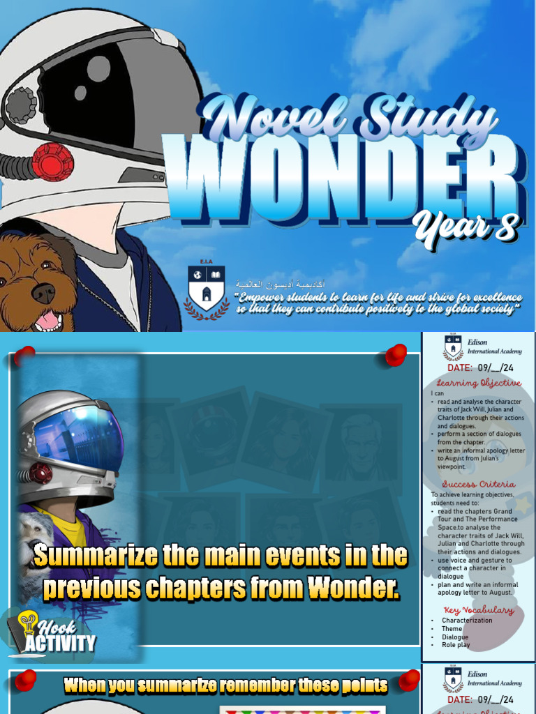 Week 8 Novel Study Wonder | PDF