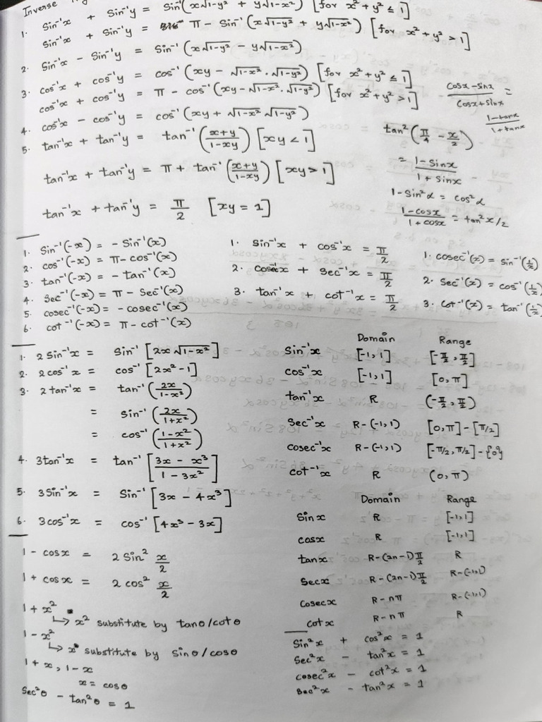 Class 12 Trigonometry Formulas PDF | PDF | Rotation | Mathematical Analysis