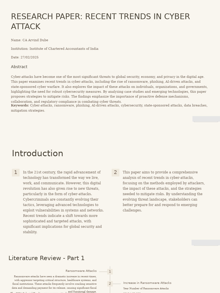 Research Paper Recent Trends in Cyber Attack | PDF | Security | Computer Security