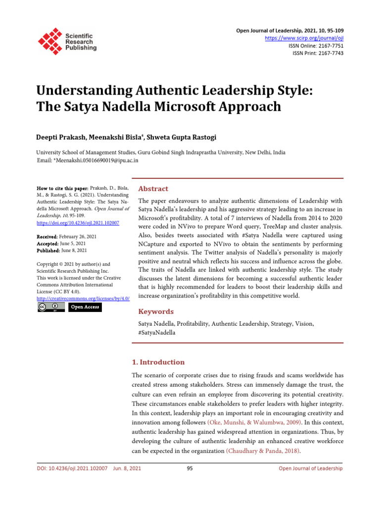 Understanding Authentic Leadership Style The Satya | PDF | Leadership ...