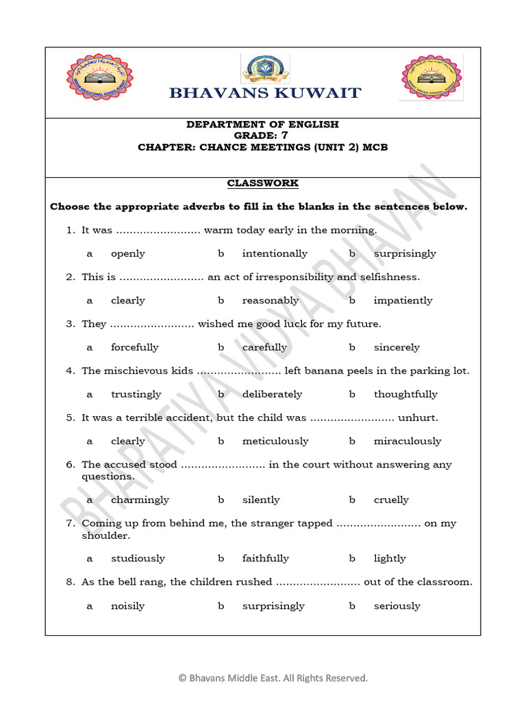 Classwork Adverb | PDF