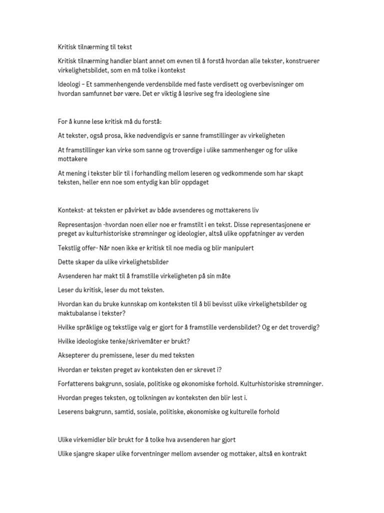 Kritisk Lesing | PDF