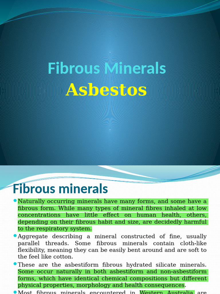 Fibrous Minerals - Asbestos PPTX | PDF | Asbestos | Cancer