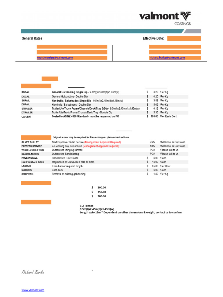 Valmont Coatings Price List CHC_Ellesmere Engineering (2007) L ...
