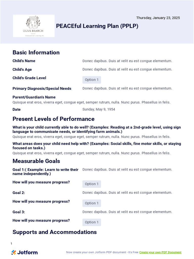 PEACEful Learning Plan (PPLP) | PDF | Learning