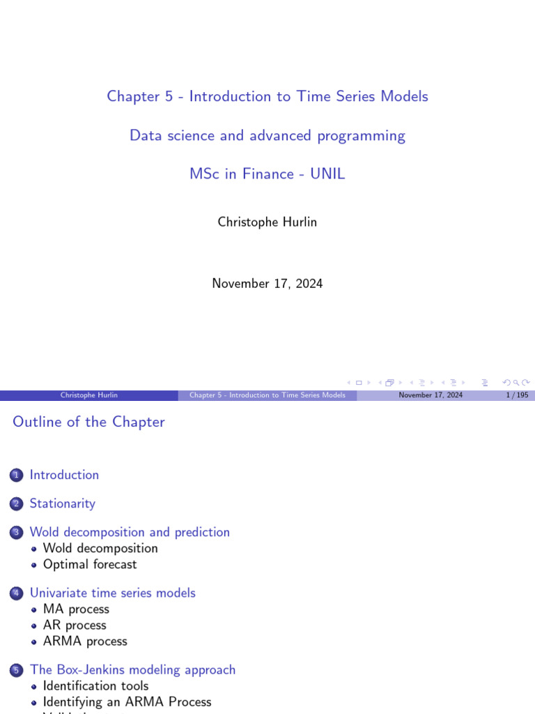Chapter 5 - Time Series Models | PDF | Time Series | Stationary Process