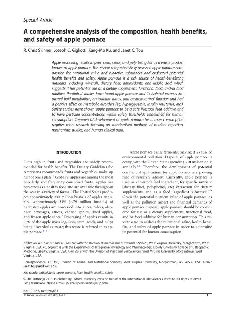 Pomace | PDF | Apple | Nutrients