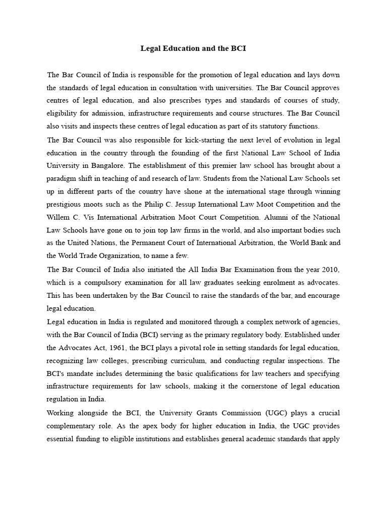 Legal Education and the BCI | PDF | Legal Education | Curriculum