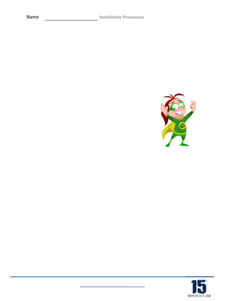 Worksheet of Indefinite Pronouns | PDF