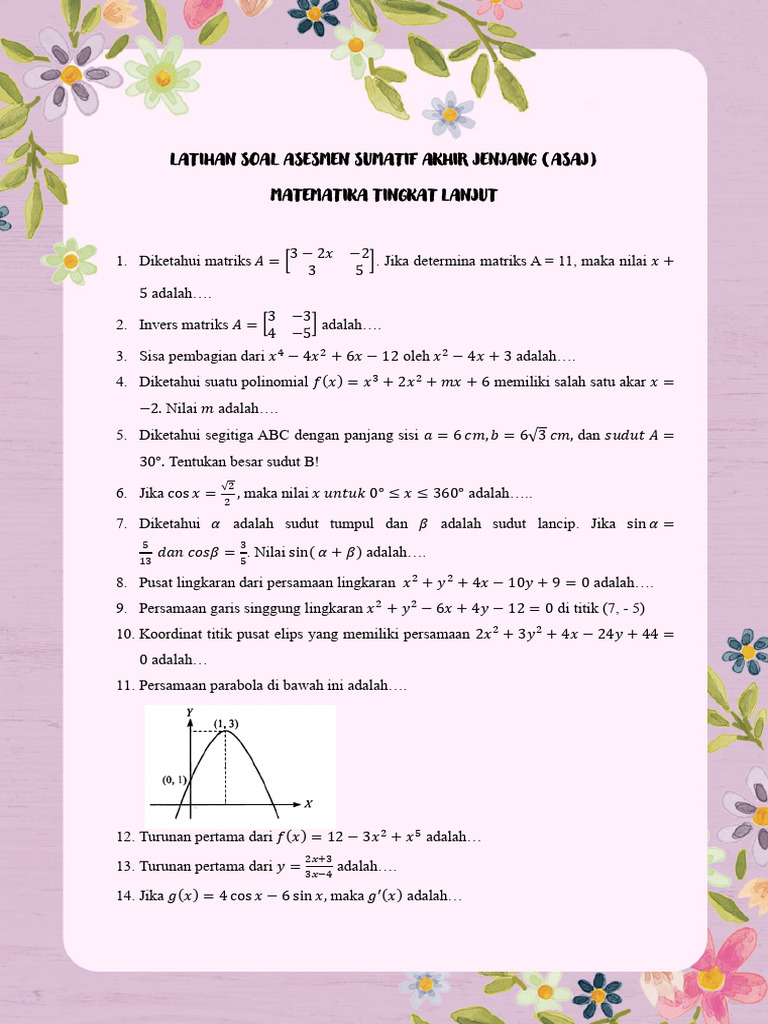 Latihan Soal ASAJ MTK TL | PDF