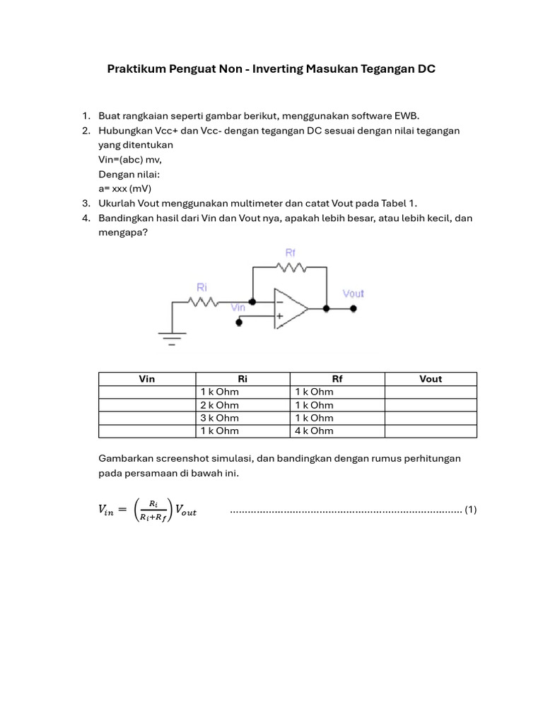 Praktikum Penguat Non-Inverting dan Inverting - Praktikum II | PDF