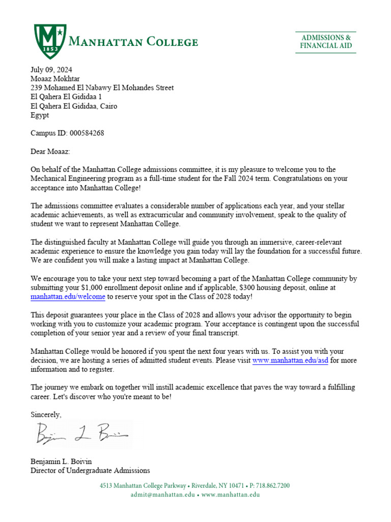 How To Get A College Acceptance Letter | PDF | College Admissions In ...