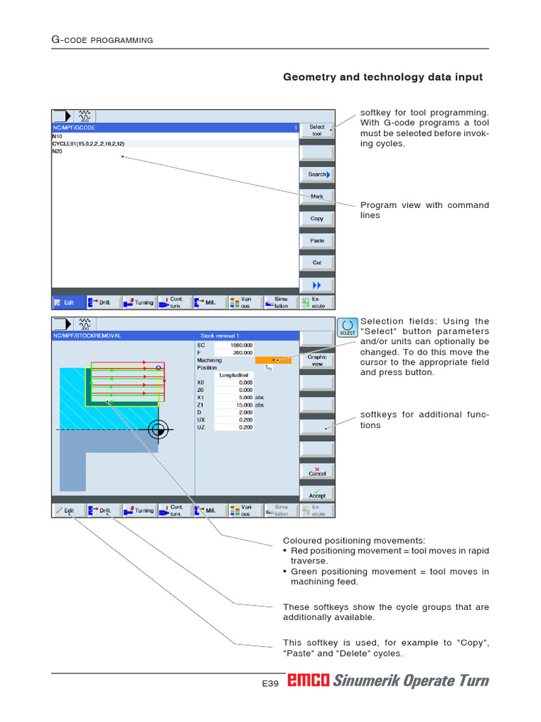 EMCO WinNC For Sinumerik Operate - Turn - EN 1849 - CTeil2 | PDF | Drilling | Drill