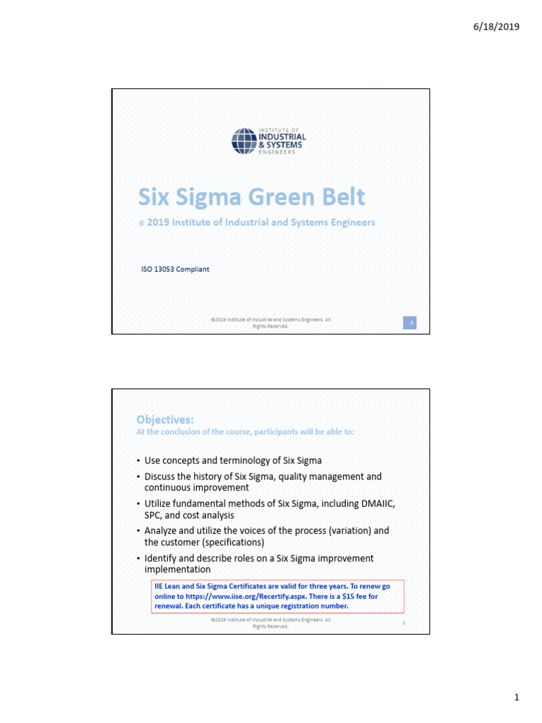 SSGB 2019-2020 Six Sigma | PDF | Mean | Mode (Statistics)