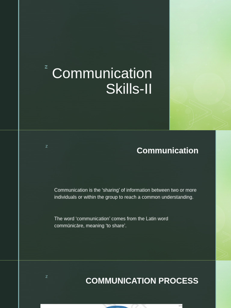 Communication Skills Ii Overview Pdf Communication Cognition