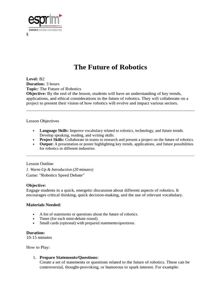 The Future of Robotics PBL | PDF | Robot | Robotics