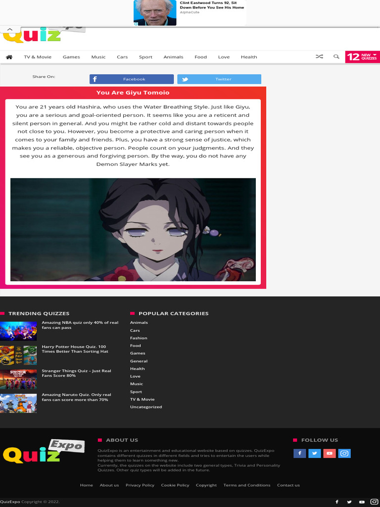 Which Demon Slayer Character Are You - Quiz Expo | PDF