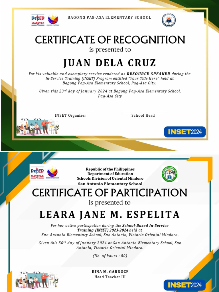 Inset Certificates | PDF