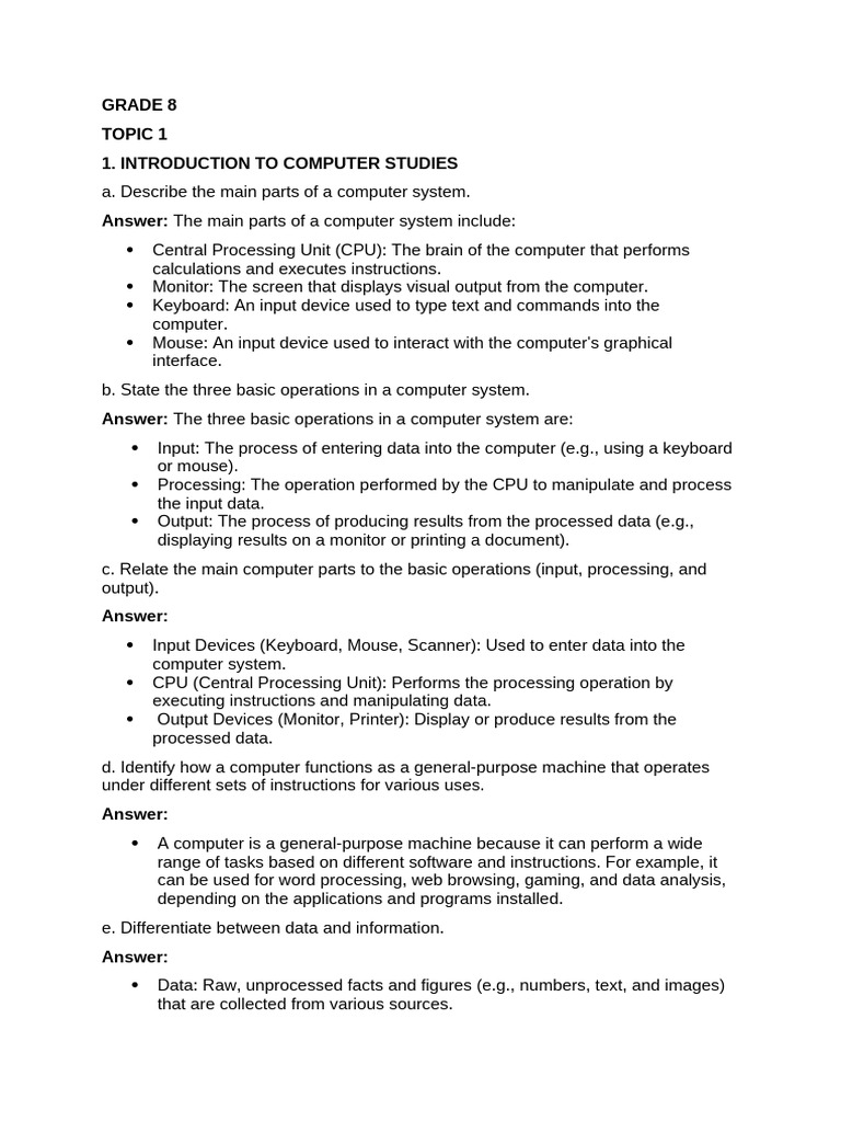 Revision Kit Section C Cs | PDF | Computer Data Storage | Input/Output