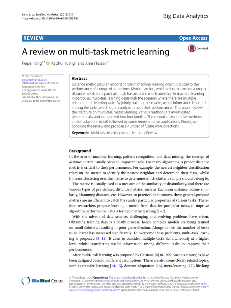 2018_A Review on Multi-task Metric Learning_Yang Et Al_Big Data Analytics | PDF | Support Vector ...