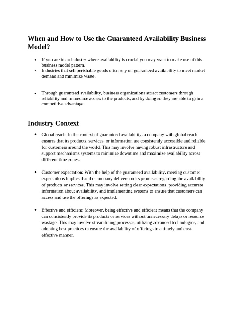 Guranteed Availability Note 2 | PDF