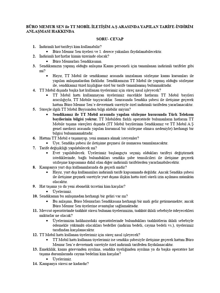 TT Net Soru Cevap | PDF