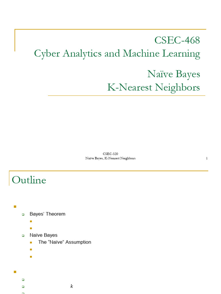 2425s Csec520 08 Naive Bayes Knn | PDF | Support Vector Machine ...