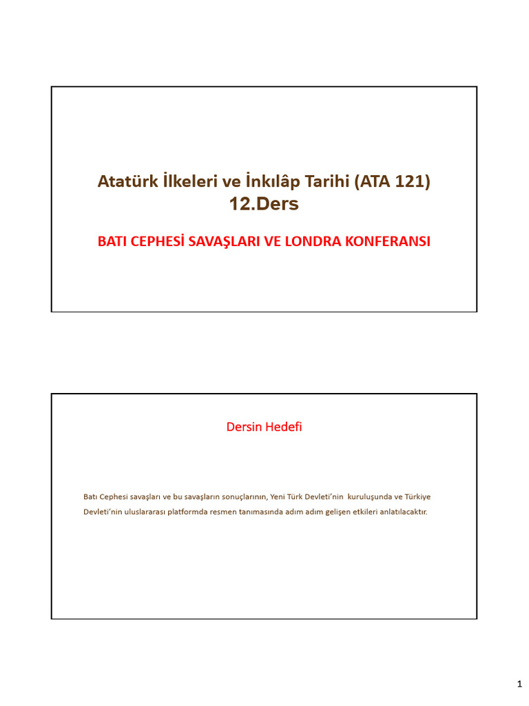 Ata121 12 Ders | PDF