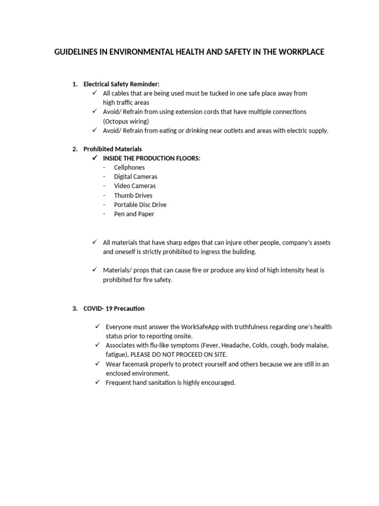 EHS Sample Guidelines | PDF